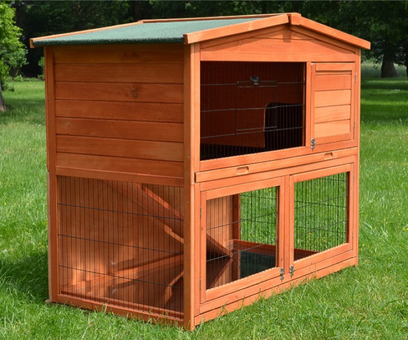 Kaninbur Model Harehuset i 2 etager og med rengøringsskuffer - e-home