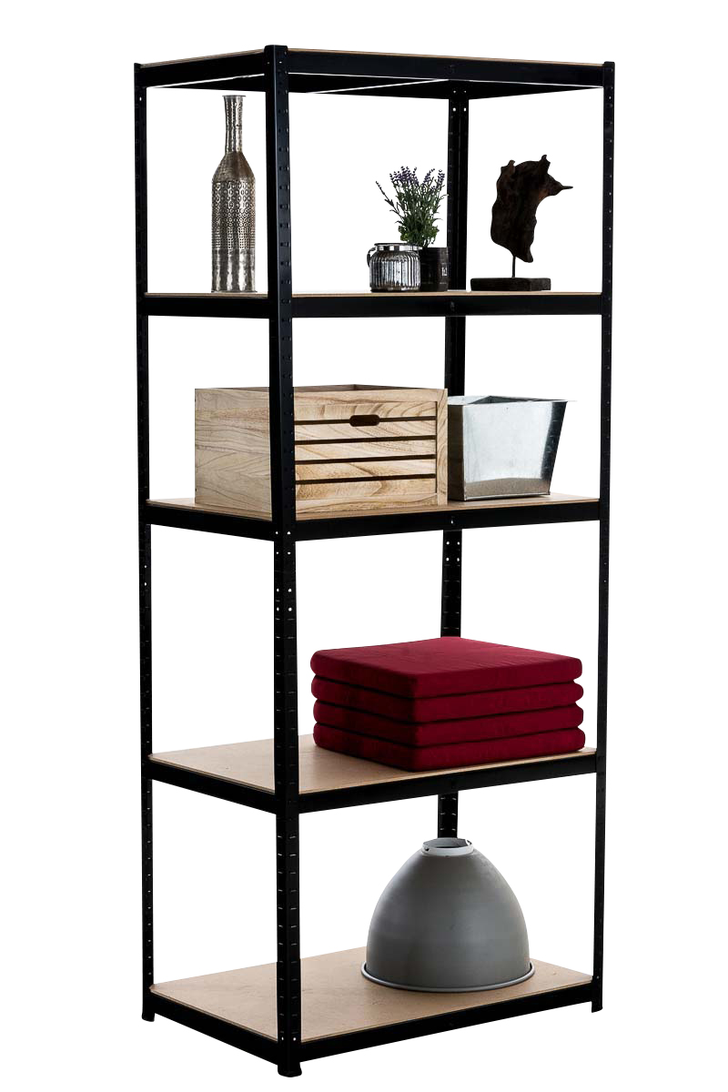 Lagerreol, metal, sort, 90x45x220 · e-home