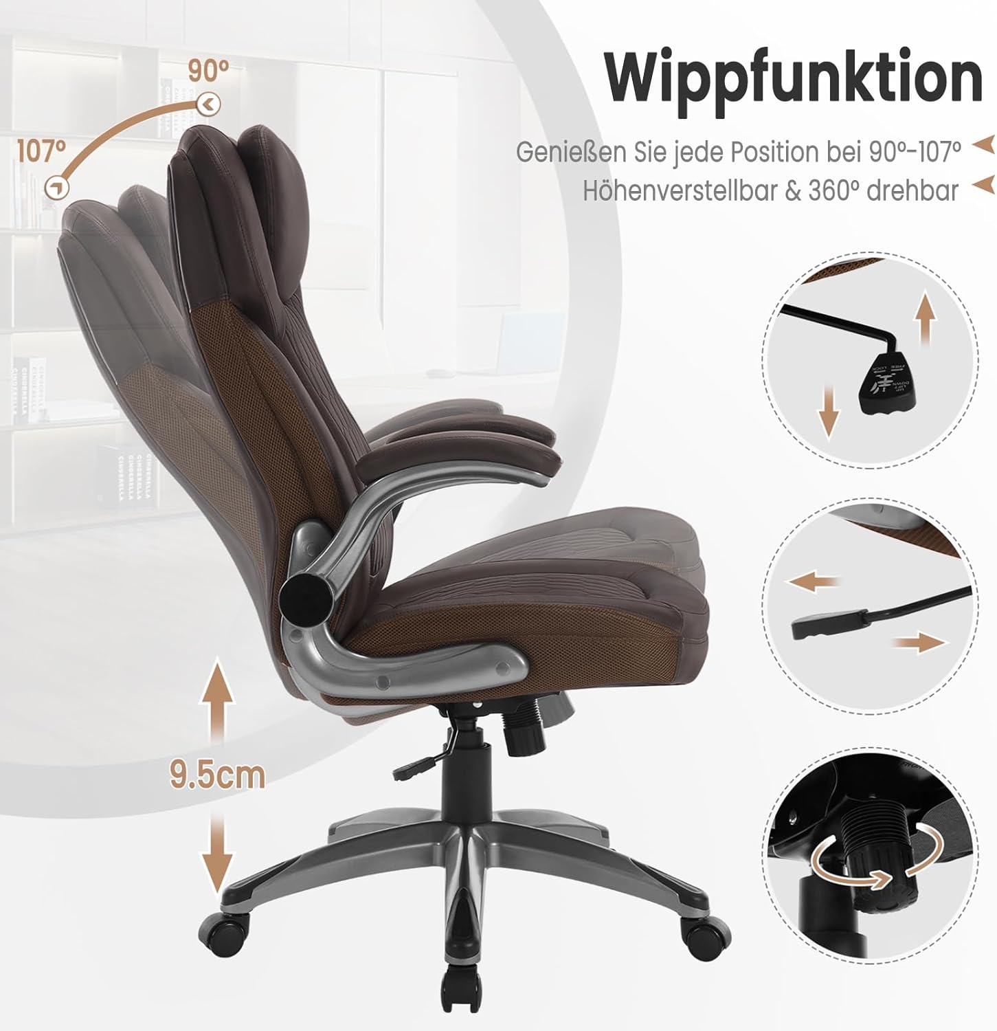 Kontorstol XXL model Woltex 200kg brun · e-home